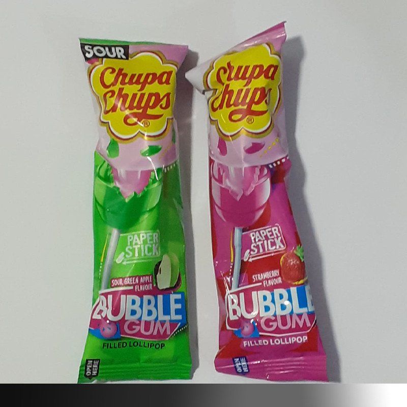 Chupa Chups Paper Stick Bubble Gum Filled Lollipop Catchmelk